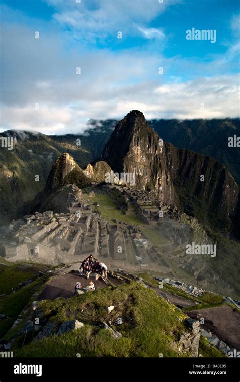 Peru Machu Picchu Group Poses For Photo In Front Of Machu Picchu At