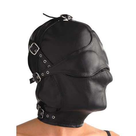 Asylum Leather Hood With Removable Blindfold And Muzzle The Universi Toy