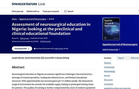 New Research On Neurosurgical Education In Nigeria Daniel David Otobo Md Posted On The