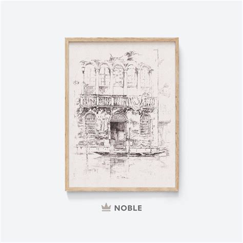 Vintage Balcony Sketch Printable Neutral Wall Art Architecture Wall