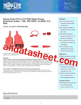 P005 002 Ard Datasheet Pdf Tripp Lite All Rights Reserved
