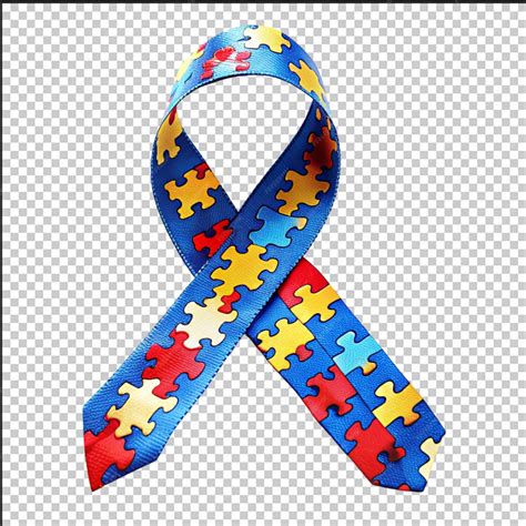 Premium Psd World Autism Awareness Day Blue Ribbon With Colorful