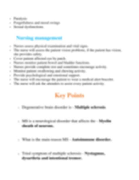 Solution Medical Surgical Nursing Notes Multiple Sclerosis Ms Types