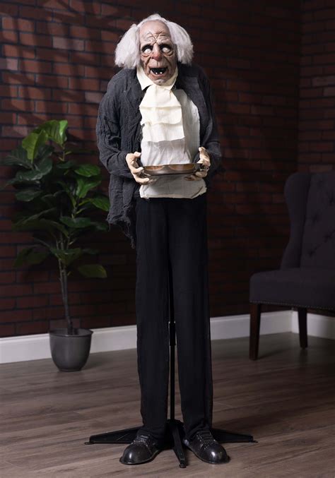 5ft Animatronic Old Man Butler Greeting Decoration Scream Saver