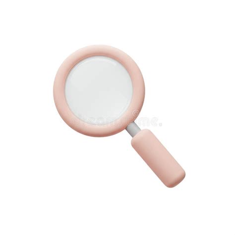 Pink Pastel Magnifying Glass 3d Render Stock Illustration