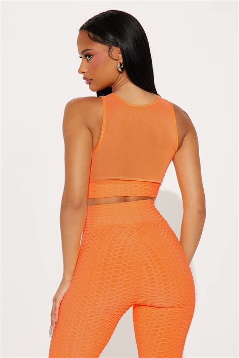 The Best Assets Textured Sports Bra Orange Fashion Nova