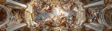This Magnificent Baroque Ceiling Features Elaborate Patterns Of Ornate Gilded Scrolls Intricate