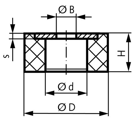 Rubber Metal Buffer Mgh Stainless Steel Diameter 30mm Height 20mm Bore