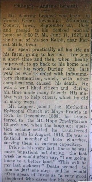 Andrew Leppert 1858 1927 Find A Grave Memorial