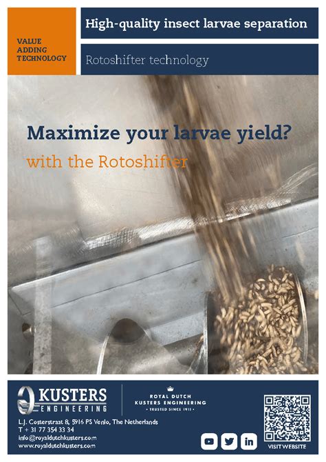 Royal Dutch Kusters Engineering High Quality Black Solider Fly Larvae And Frass Separator