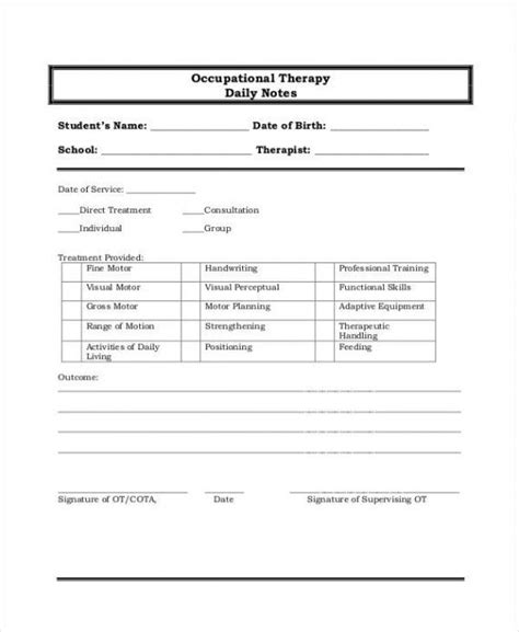 Explore Our Sample Of Occupational Therapy Progress Note Template For