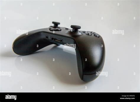 Black Joystick Gamepad Game Console Isolated On White Background Computer Gaming Technology