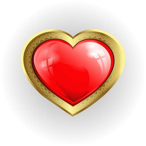 Corazón Rojo Con Borde Dorado Vector Premium