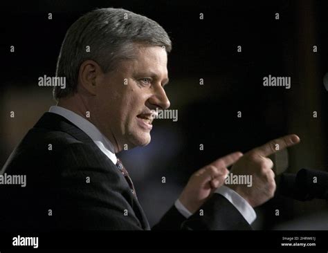 Conservative Party Leader Stephen Harper Delivers A Campaign Speech At A Rally In Laval Quebec