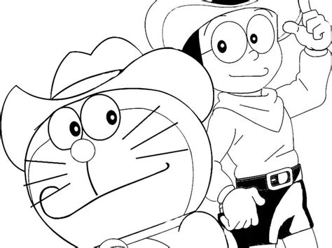 Nobita Y Doraemon Vaquero Para Colorear Imprimir E Dibujar