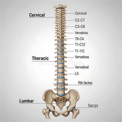 Anatomical Diagram Of The Human Spine And Pelvis Vertebral Column Stock