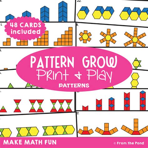 Growing Pattern Activity Cards Pattern Activities Math Center Activities Activity Cards