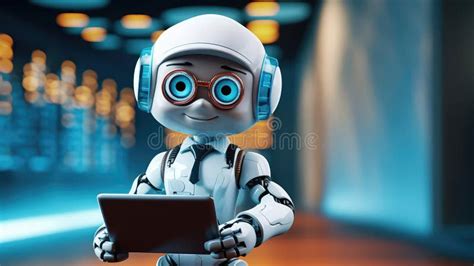 Robot Personal Assistant Helps Man Stock Image Image Of Gadget