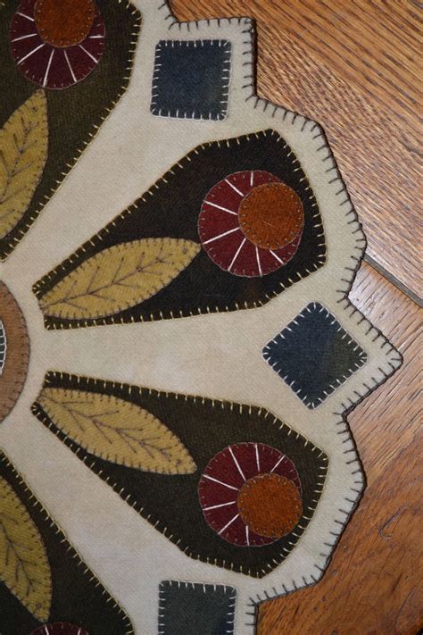 Wool Applique E Pattern Primitive Folk Art Wool Penny Rug Pattern Pdf Connecticut Gorgeous Fall