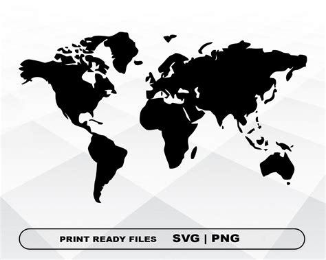 World Map Svg And Png Files Clipart Continents Print Svg Digital