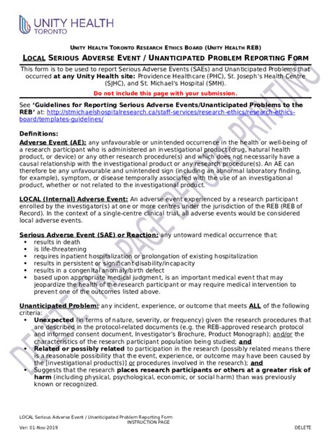 Serious Adverse Event Notification Adverse Event Notification Doc