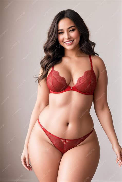 Premium Photo Beauty Curve Plus Size Fat Woman In A Red Underwear
