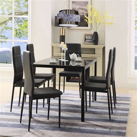 U Style 7 Piece Dining Set Black