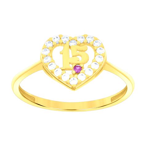 14k 14kt Yellow Gold Womens Purple White Cubic Zirconia Sweet 15 Heart