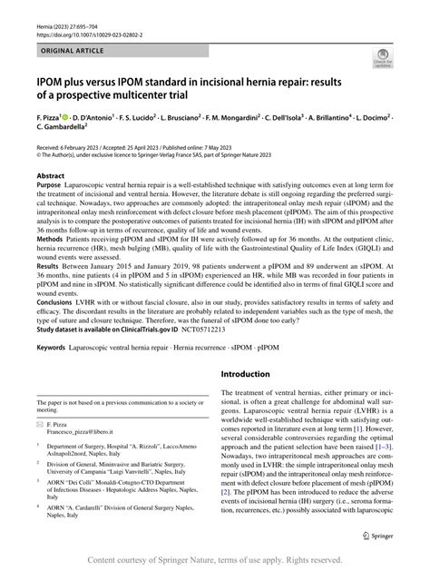 Ipom Plus Versus Ipom Standard In Incisional Hernia Repair Results Of