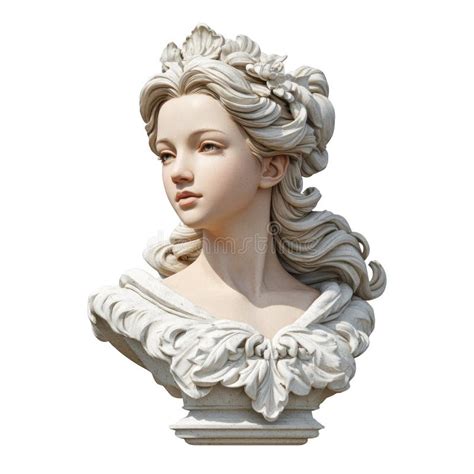 Classic Beautiful Marble Statue Bust Of Serene Woman An Elegant