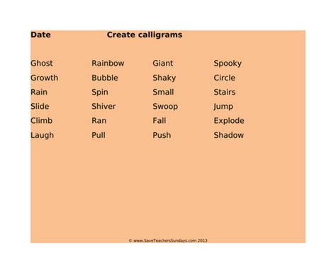 Year 3 4 Shape Poetry And Calligrams Planning And Resources Teaching Resources