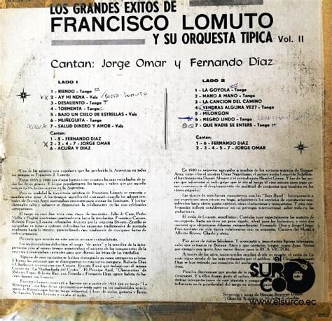 Disco De Vinilo Lp Francisco J Lomuto Francisco J Lomuto Vol 2 El Surco Ecuador