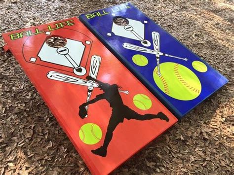 Softball Ball Life Cornhole Set With Bags Cornhole Set Cornhole