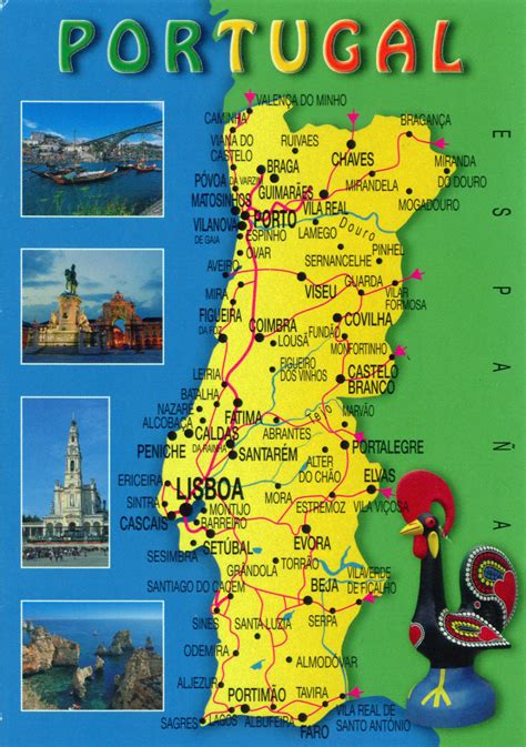 Portugal Map With Its Cities And Towns Showing