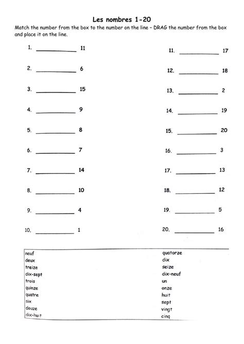 Numbers In French 1 20