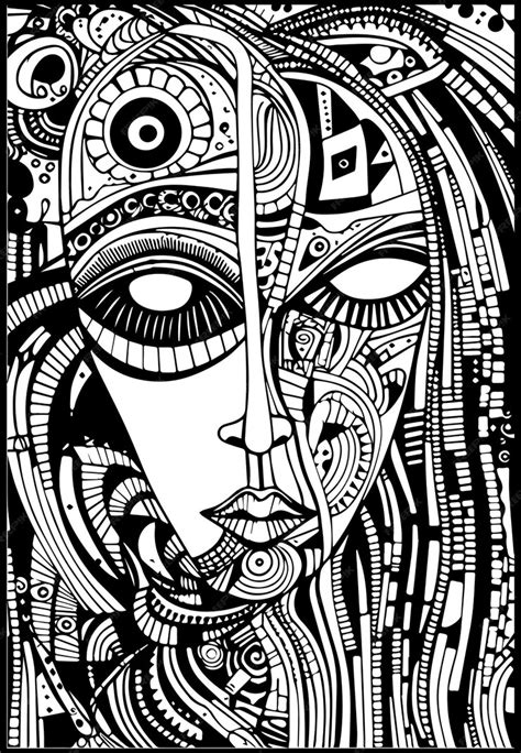 Premium Vector Abstract Woman Face In Maori Art Style Lines And Geometric Art Black And White