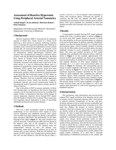 Pdf Assessment Of Reactive Hyperemia Using Peripheral Arterial Tonometry
