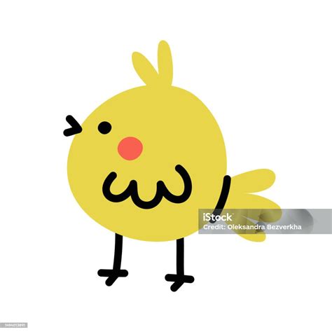 Ilustración De Lindo Pollito Dibujado A Mano Ilustración Vectorial Simple En Estilo Doodle Y Más