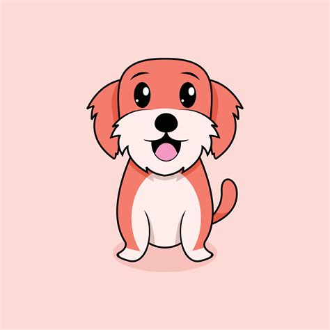 Simple Minimalist Cute Dog Cartoon Illustration Drawing Premium Vector