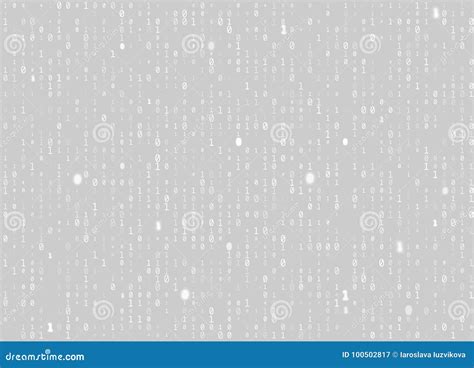 Vector Binary Code Numbers Stream Background Shining Illustration