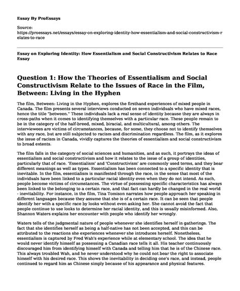 📌 Essay On Exploring Identity How Essentialism And Social