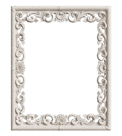 Classic White Frame With Ornament Decor Isolated Premium Photo