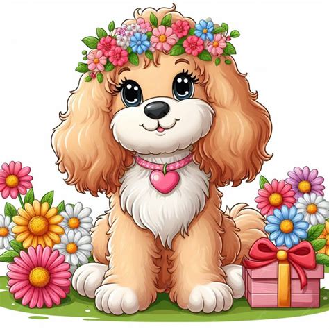 Cute Cockapoo Dog Vector Illustration De Dessin Animé Vecteur Premium