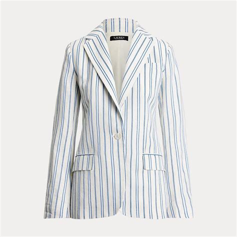 Lauren Ralph Lauren Striped Linen Blend Blazer In White Endource