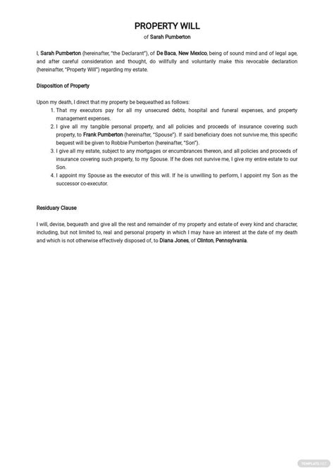 Property Will Templates 8 Designs Free Downloads