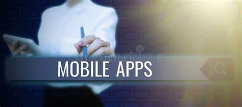 Conceptual Caption Mobile Apps Word Written On A Software Application Designed To Run On