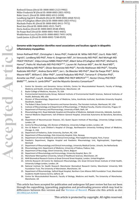 Pdf Genome‐wide Imputation Identifies Novel Associations And