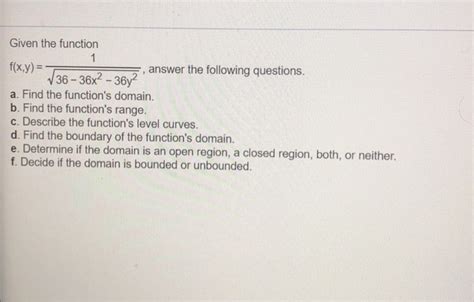 Solved Given The Function F X Y Answer The Following