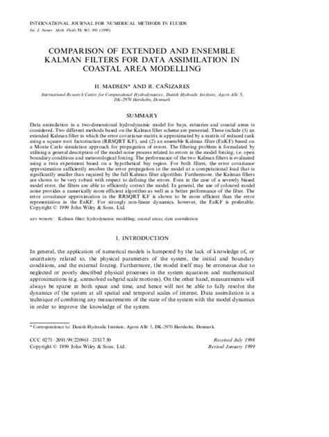Pdf Comparison Of Extended And Ensemble Kalman Filters For Data