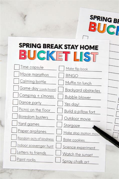 SPRING BREAK STAY HOME BUCKET LIST | Spring break, Bucket list, Family spring break